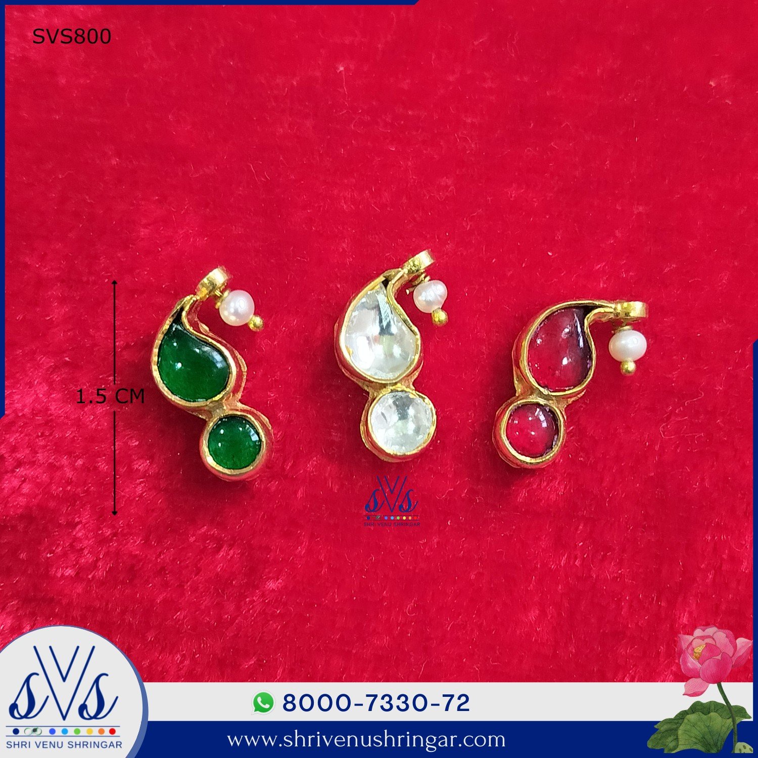 Jadau Shishfool - Combo (Silver) - Shri Venu Shringar - Nathdwara