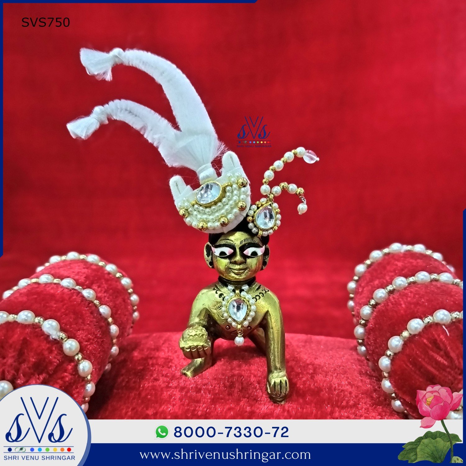 Jadau Katra Shishfool - Silver - Shri Venu Shringar - Nathdwara