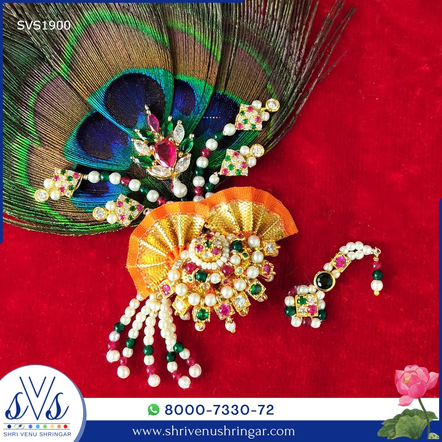 Jadau Shishfool - Combo (Silver) - Shri Venu Shringar - Nathdwara